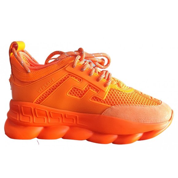 Versace | Shoes | Versace Mens Orange Chain Reaction Sneakers | Poshmark